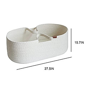 ICEBLUE HD Super Large Cotton Rope Nursery Basket Liners, Doll Basket, Kids Toys Storage,Jumbo Basket Organizer for Blankets,Pillows(Beige)