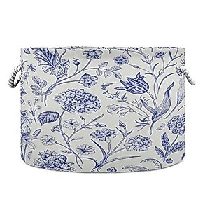 Kigai Cotton Rope Basket Toile Pattern Large Storage Basket for Toys Blanket Baby Laundry Basket for Nursery, Closet, Bedroom, Home Organization
