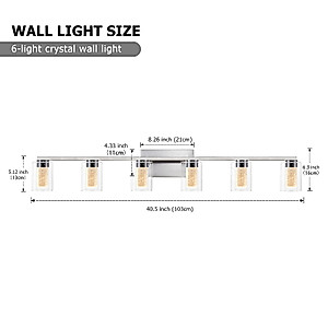SADENICEL 6 Light Brushed Nickel Bathroom Light Fixtures, LED Vanity Lights Crystal White/Neutral/Warm Bathroom Lights Over Mirror for Bathroom, Bedroom,Living Room (6 Light)