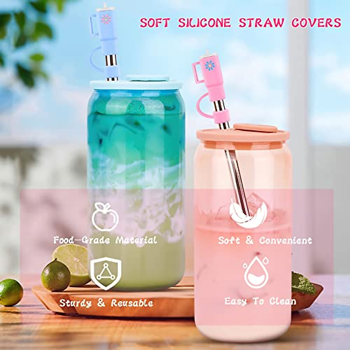 Mojoker 6PCS Straw Cover for Stanley Cup, Silicone Straw Covers Cap for Stanley Cup 40 oz, Straw Topper with 30 Oz Tumbler, Mini 10mm for Stanley Cup Straw Cover for Tumblers