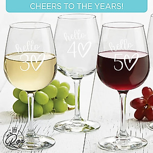 30th Birthday Gifts For Her - 12.75oz “Hello 30” Stemmed Wine Glass - 30th Birthday Decorations for Women - 30th Anniversary Ideas for Her, Mom, Wife - Birthday Gifts for 30 Year Old Daughter, Sister