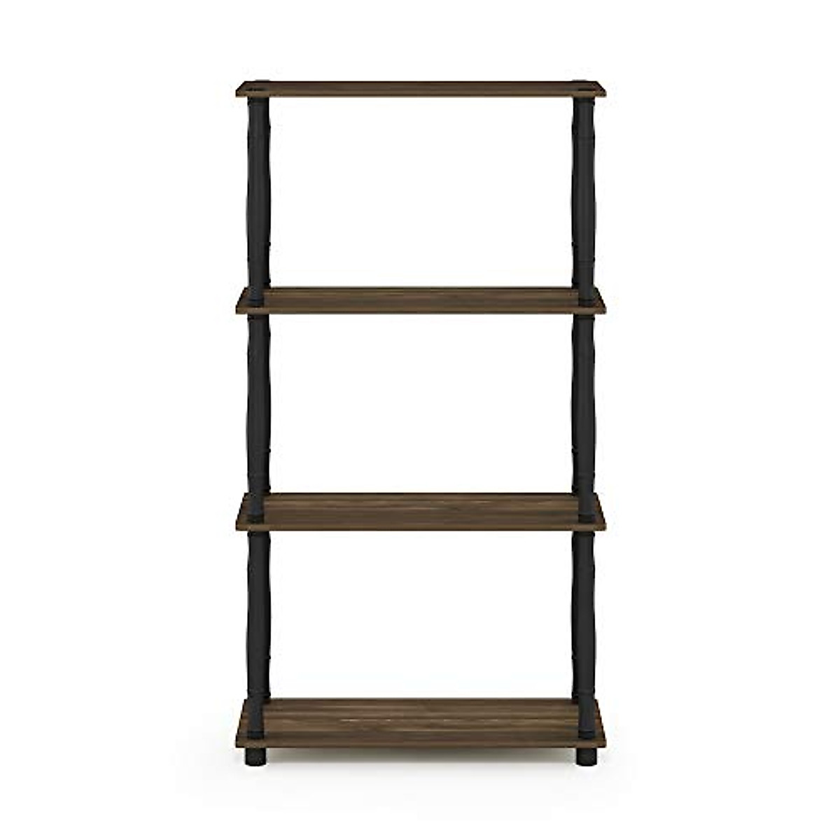 Furinno Turn-N-Tube 4-Tier Multipurpose Shelf Display Rack, Classic Tubes, Columbia Walnut/Black