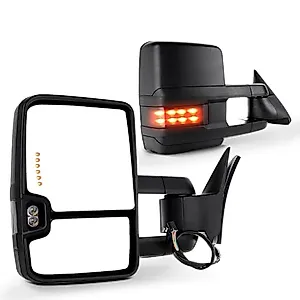 SCITOO Compatible fit for Pair Towing Mirrors Power Smoke Turn Signal Light Light For Chevy For GMC C1500 C2500 C3500 K1500 K2500 K3500 1988-1998 (Black)