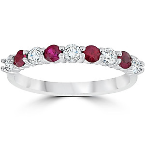 P3 POMPEII3 1/2CT Ruby & Diamond Wedding Ring 10K White Gold - Size 10