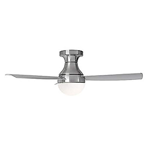 WAC Smart Fans Orb Indoor 3-Blade Flush Mount Ceiling Fan 44in Brushed Nickel with 3000K LED Light Kit and Remote Control works with Alexa and iOS or Android App