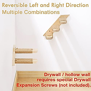 2 Pack, EZMeetU Cat Climbing Shelf Wall Mounted, 5 Steps Cat Stairway with Sisal Rope Scratching for Cats Perch Platform, Cat Wall Furniture, Reversible Direction Cat Wall Stairs Ladder