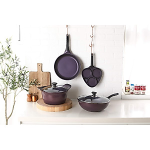 PurpleChef "Jumbo Pot" 7 Quart Nonstick Stock Pot Cookware w/Lid. INDUCTION COMPATIBLE