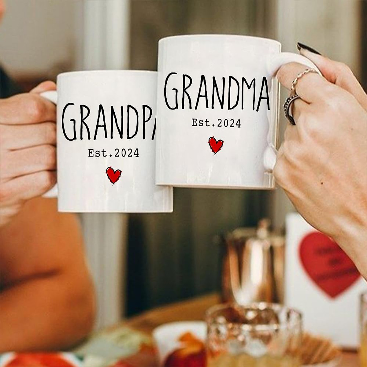 Dnuiyses Grandparents Est 2024 Coffee Mugs Set of 2, Pregnancy Reveal, New Great Grandma Gift, New Baby Announcement, Baby Reveal, Surprise Publicity Mug Gifts, New Grandma Gift-59
