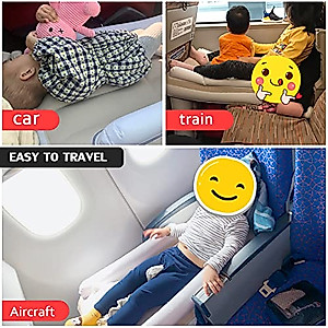 VOPHIA Inflatable Baby Travel Bed Toddler Car Bed for Kids Baby Travel Airplane Bed, Kids Airplane Bed with Hand Pump Seat Belt and Carry Bag Included