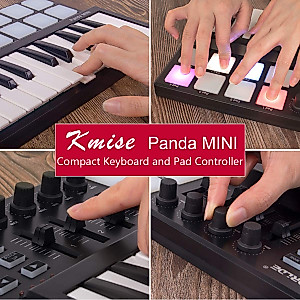 Midi Controller, lotmusic Worlde TUNA PANDA MINI 25 Keys Portable USB Midi Keyboard with 8 RGB Backlit Colorful Drum Beat