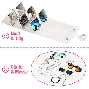 MoKo Sunglasses Organizer with 3 Slots, Foldable Travel Glasses Storage Case Holder Eyewear Display Box, White + Beige