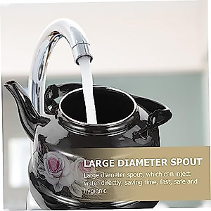 FELTECHELECTR Enamel Kettle Induction Tea Kettle Black Kettle Camping Kettle Porcelain Teapot Cast Iron Enamel Kettle Loose Leaf Teapot Black Retro Tea Pot Kitchen Kettle Enamel Water Pot Coffee