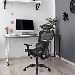 POWERSTONE Ergonomic Office Chair - High Back Computer Chairs with Adjustable Headrest Armrests and USB Massage Lumbar Support Gaming Chair 140°Reclining Breathable Mesh Back