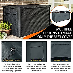 DUSTYPROTE Patio Storage Box Covers, Quick Open Outdoor Deck Boxs Top with Zipper and Pockets Garden Deck Box Covers Waterproof,Storage Container Covers(Gray,52x30x25in)