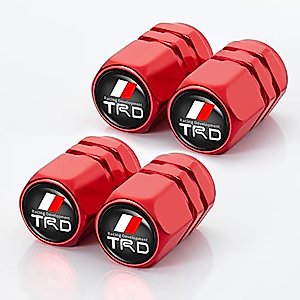 for TRD, Decoration Accessory Tire Air Caps Cover for Toyota TRD Fj Cruiser, Supercharger, Tundra, Tacoma, 4runner,Yaris,Camry Highlander Avalon Pro Series (Red) Tire Valve Stem Caps 4PCS