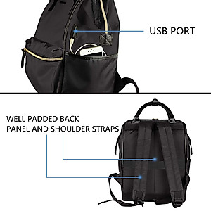 KROSER Laptop Backpack 15.6 Inch Stylish School Backpack Doctor Bag Water Repellent College Casual Daypack with USB Port Travel Business Work Bag for Men/Women-Black