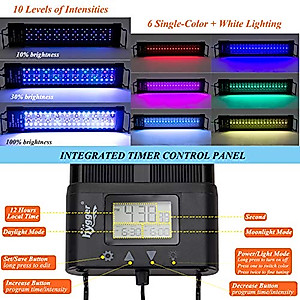 hygger Auto On Off 48-55 Inch LED Aquarium Light Extendable Dimable 7 Colors Full Spectrum Light Fixture for Freshwater Planted Tank Build in Timer Sunrise Sunset