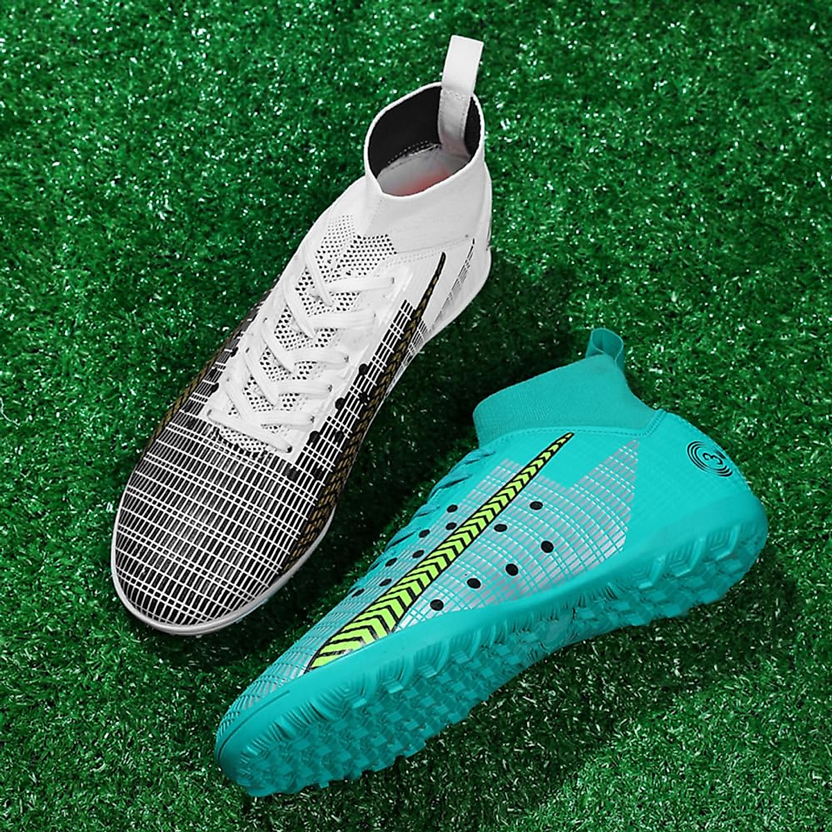 MEBAMY Comfortable Turf Soccer Cleats Athletic Football Shoes AG/TF Ground Boots Breathable Shoe Trainer Soccer Shoe