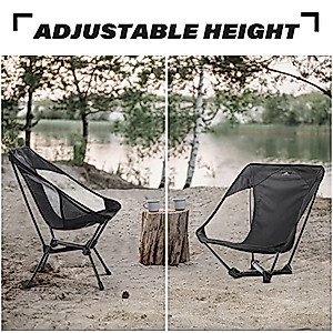 TOMSHOO Portable Camping Chairs Lightweight Folding Chair Outside, Compact Beach Chairs for Adults Adjustable Height Foldable Chair for Backpacking, Travel, Hiking, Fishing, Supports 350 Lbs