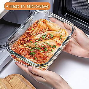 4-Pack Glass Food Storage Containers with Bamboo Lids , Meal Prep Ecofriendly Containers with Lids for Kitchen, Home Use, Safe for Microwave,Freezer, BPA Free (370mL, 640mL, 1040mL, 1520mL)