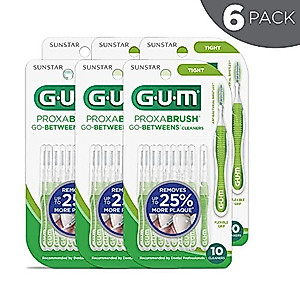 GUM - 872FC6 Proxabrush Go-Betweens Interdental Brushes, Tight, 10 Count (Pack of 6)