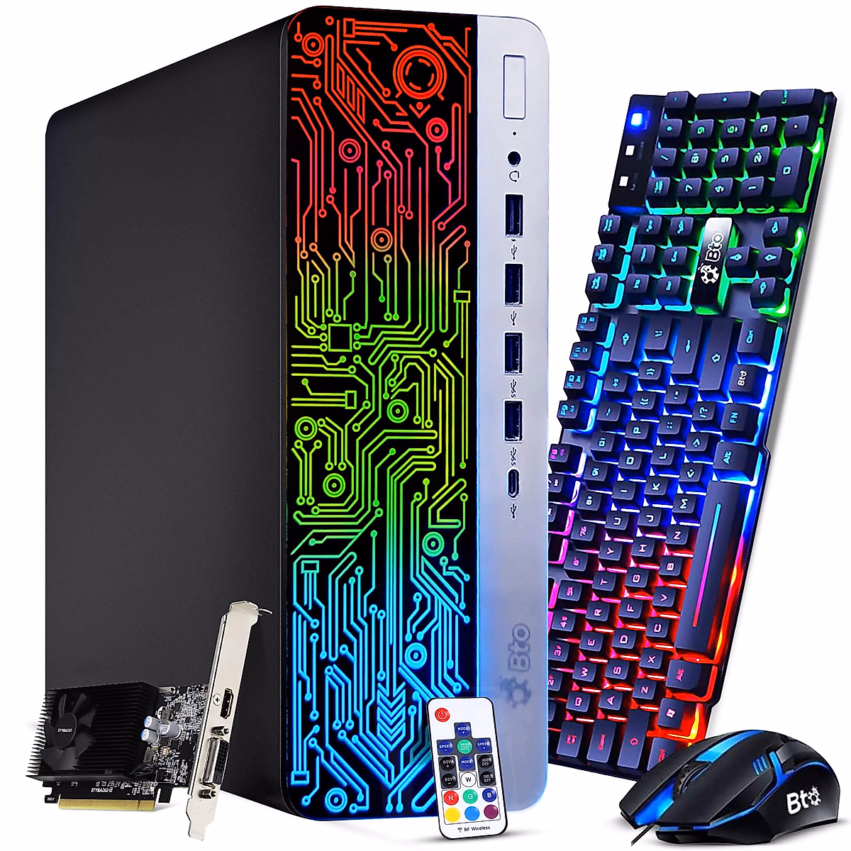 BTO RGB Prebuilt Gaming PC Desktop - Intel Core i7 6th Gen, 16GB DDR4 Ram, 256GB SSD + 1TB HDD, AMD Radeon RX-550 4GB GDDR5 Graphics Card, Windows 10 Pro, Computer Tower for PC Gaming, HDMI (Renewed)