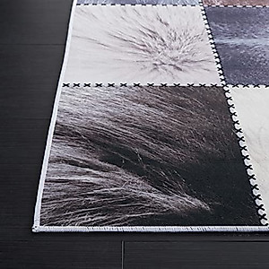 Safavieh Faux Hide Collection Area Rug - 6' x 9', Beige & Grey, Patchwork Design, Non-Shedding & Easy Care, Machine Washable Ideal for High Traffic Areas in Living Room, Bedroom (FAH519B)