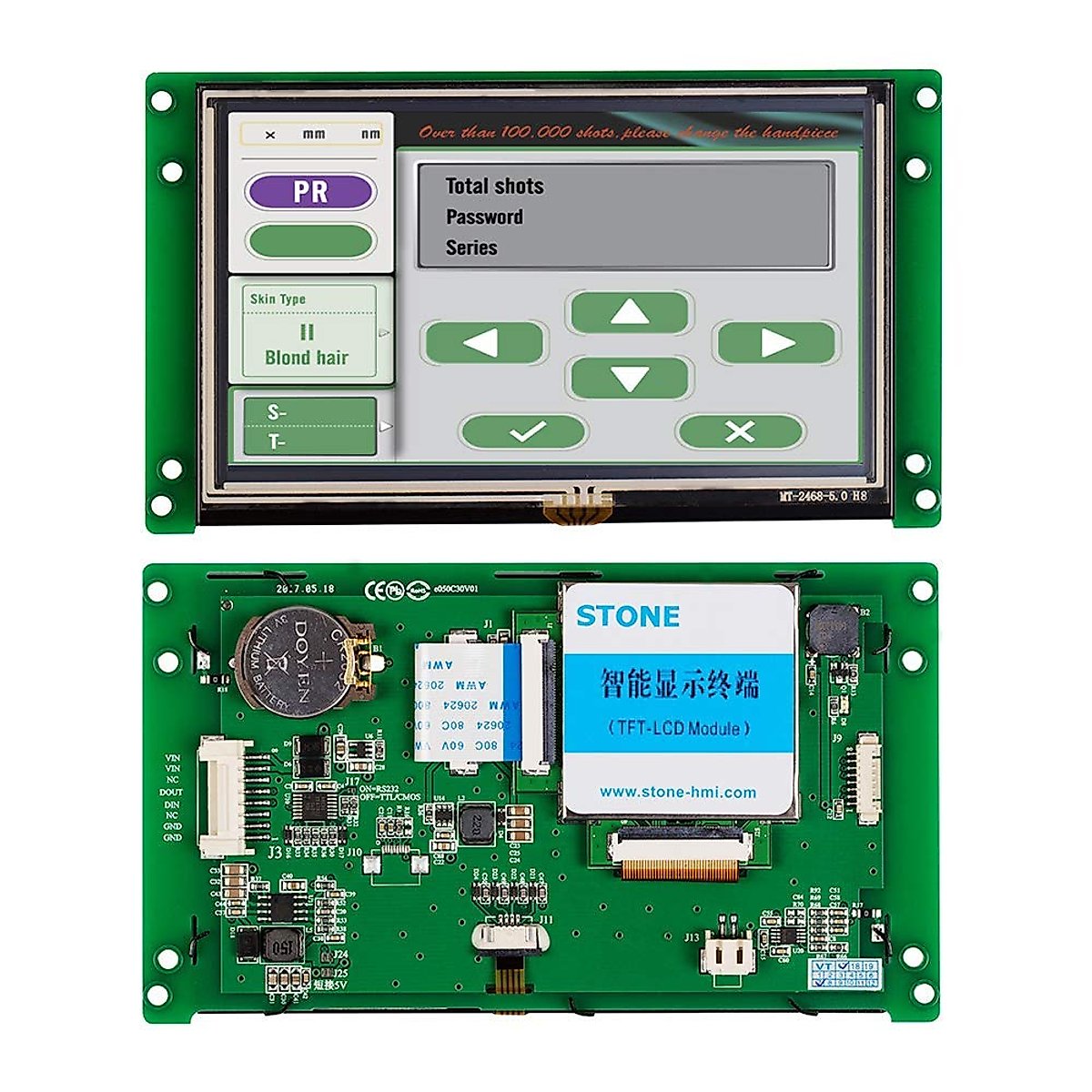 5 Inch HMI Smart TFT LCD Display Module with Controller Board + Software + Touch Screen for Industrial Control or Arduino(5 Inch, YTVI050WT-01)