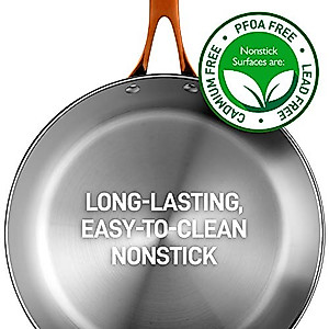 NutriChef 11 Pcs. Stylish Kitchen Set w/Modern Cookware Design Non-Stick Kitchenware Pots & Pans, Small & Medium Skillet Fry Pans w/Golden Handles, NCONYX