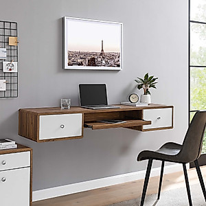 60" Wall Mount Wood Office Desk Natural