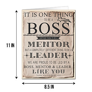 Qiliji Retro Boss Birthday Card for Men Women, Funny Bosses Day Gift, Big Boss's Day Card, Jumbo Boss Birthday Card, Appreciation Card for Boss Leader Mentor, Thank You for Being You