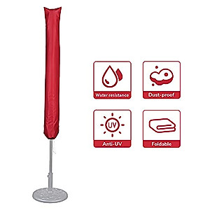 Yescom Outdoor Patio Umbrella Protective Cover Bag 180gsm Polyester Fabric fits 5' 6' 7' 8' 9' 10' Umb Garden Red