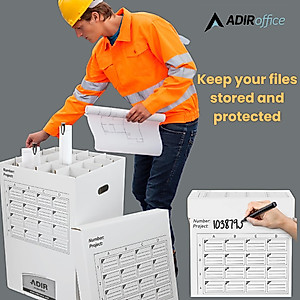 Adir Cardboard Roll File Storage Organizer - Vertical File Sorter - Blueprint, Poster, Plans, Gift Wrap, And Map Holder Station-16 Slots (for Rolls up to 37 Inches Long)