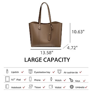 Seammer Leather Tote Bag for Women Large 13.58 Inch Shoulder Purses and Handbags