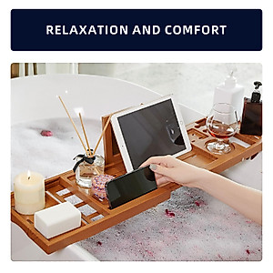 MaoChang Bathtub Tray, Adjustable Bathtub Rack, Made of Waterproof and Anti Fall Plastic with Mirror and Non-Slip Adhesive Strip on The Bottom, Ladies Favorite Gift Cherry