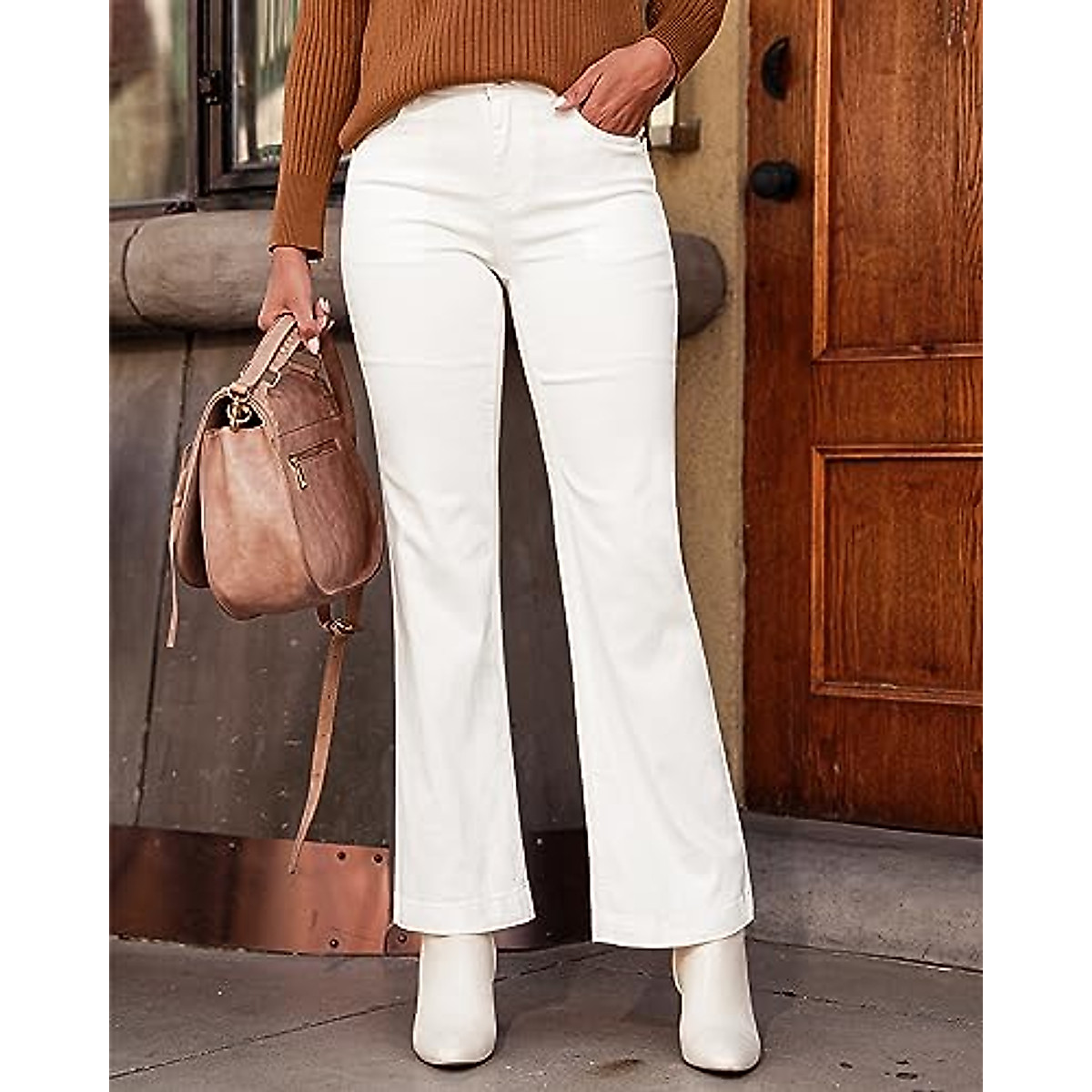 luvamia 2023 Wide Leg Jeans for Women High Waist Stretchy Classic Baggy Flare Jeans Denim Pants Women Pants Casual Womens Jeans High Waisted Women White Pants Size Medium Size 8 Size 10