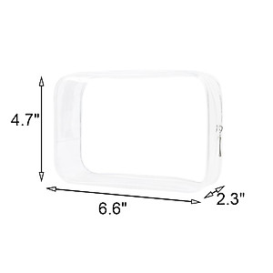 Clear Pouch Small, Clear Makeup Bag, 6.6"x2.3"x4.7" TSA Approved Toiletry Bag, Clear Travel Bags for Toiletries, Clear Cosmetic Bag for Women and Men Small-1 Pack All Clear