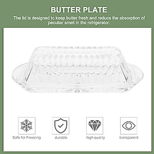 STOBAZA Cream Cheese Crystal Glass Butter Dish with Lid 1 Set Classic Butter Keeper for Countertop European Covered Butter Tray with Lid Dessert Dish Cookie Dish Fruits Dish for Home Food Containers