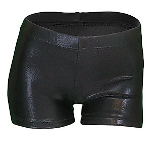 LUOUSE Toddler Girls Slim Solid Gymnastics Shorts, Little Kids Buttery Soft Sparkle Tumbling Dance Athletic Short 6-7 Years Black