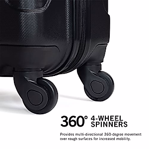 Kenneth Cole Reaction Out Of Bounds Luggage Collection Lightweight Durable Hardside 4-Wheel Spinner Travel Suitcase Bags, Midnight Black, 2-Piece Set (20" & 28")