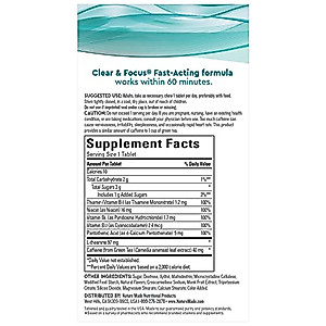 Nature Made Wellblends Clear & Focus, L-theanine, Green Tea Caffeine, 5 B vitamins, Fast-Acting Formula, 30 Chewable Tablets