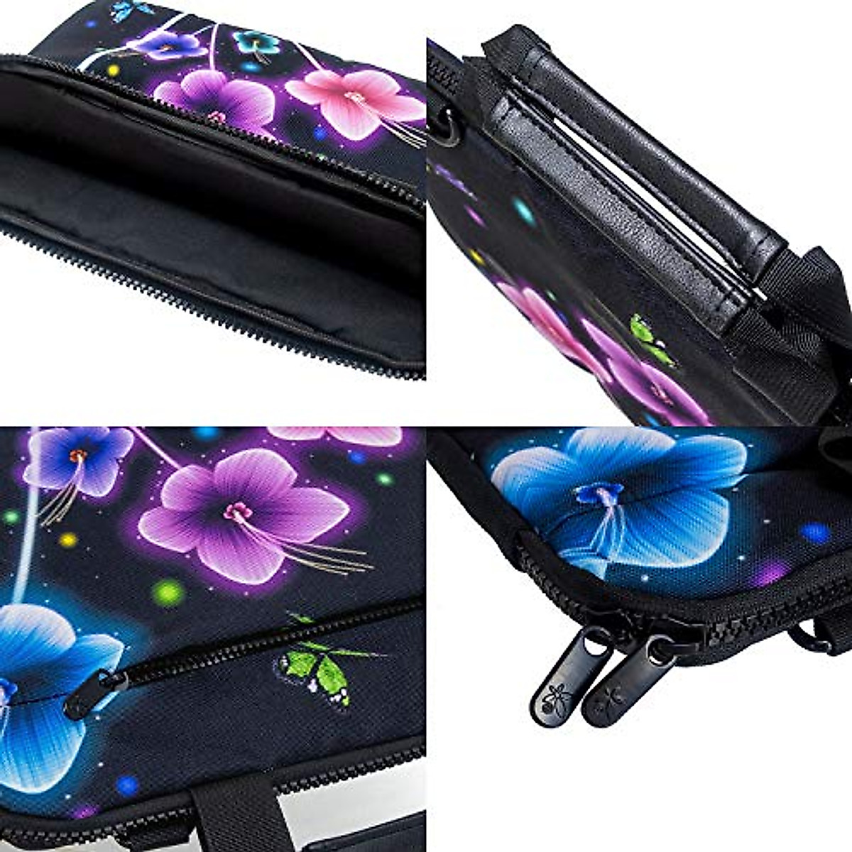 RICHEN Canvas Laptop Shoulder Bag Compatible with 11.6/12/12.9/13 Inches Netbook,Protective Carrying Handbag Case Cover with Side Handle (11-13 inch, Flowers)
