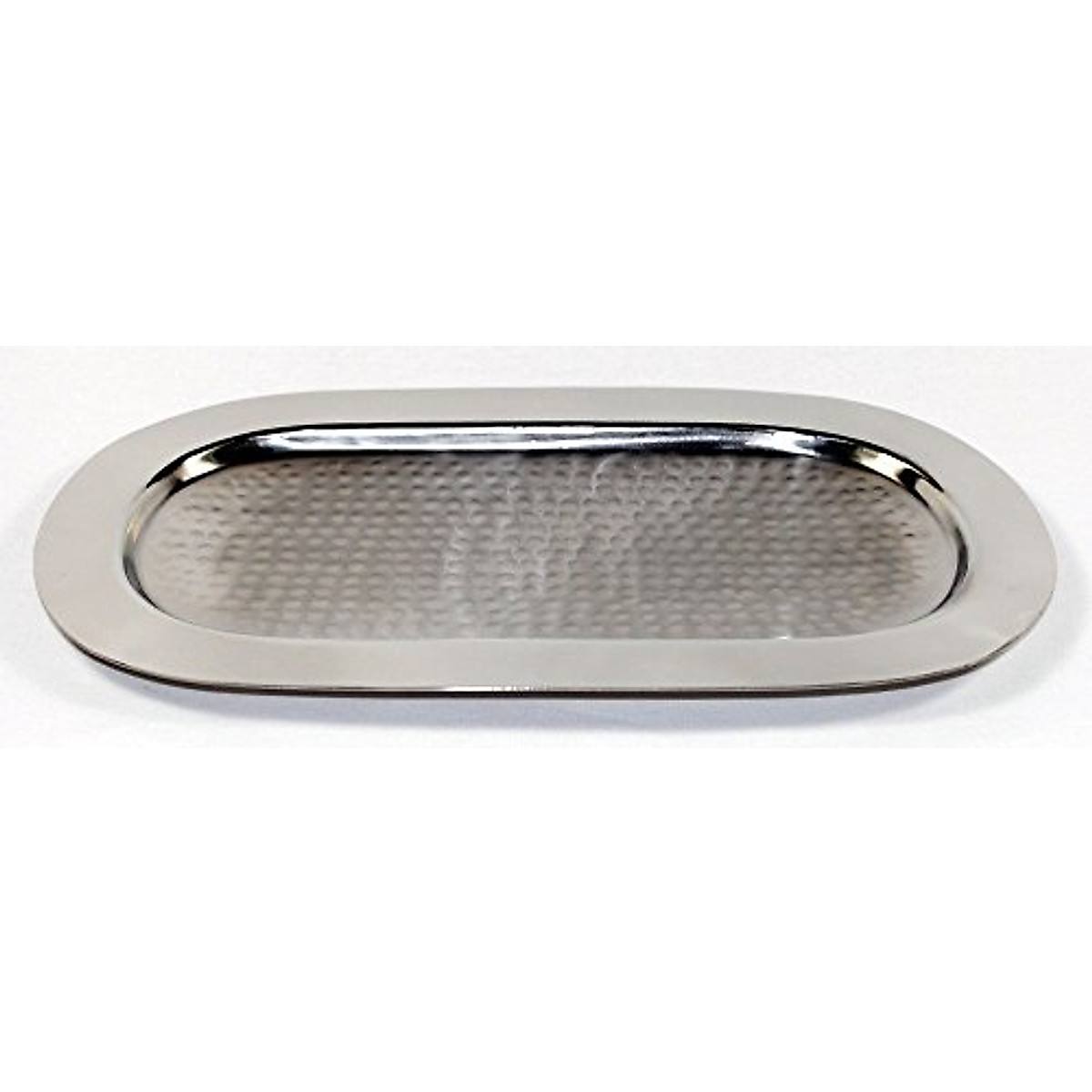 Hammered Two Tone Amenity Tray 9 1/2" x 6" x 1/2 deep, Stainless Steel with Rubber feet