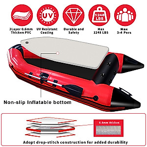 AZXRHWYGS 10 ft Dinghy Boats, 4 Persons Inflatable Boat Fishing Kayak Raft Sport Boat for Adults with Paddles Air Pump Carry Bag