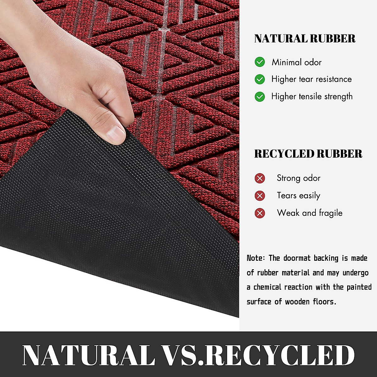 Yimobra Front Door Mat Outside Entrance 72 x 24, Waterproof and Washable Outdoor Mat, Non Slip Rubber Backing, Heavy Duty Welcome Matt for Home Entry Floor Porch Garage Office, Low Profile, Mix Red