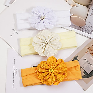 CellElection 12PCS Baby Flower Headbands Handmade Flower Hair Bow Knotted Soft Nylon Hairbands Turban Head Wrap Hair Accessories for Baby Girls Newborns Toddlers Infants
