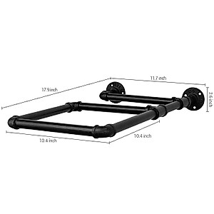 MyGift Wall-Mounted Exercise Ball Rack | Black Industrial Pipe Yoga Stability Ball Storage Display Holder for Home Gym and Studios, Set of 2