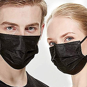100PCS 3 Ply Black Disposable Face Mask Filter Protection Face Masks