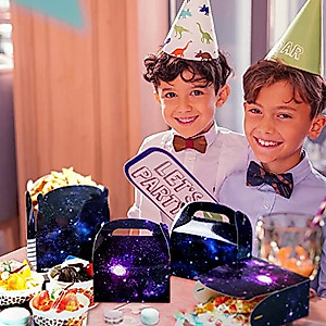 24 Pcs Space Party Favor Gift Boxes Galaxy Treat Boxes Solar System Gable Boxes Cardboard Gift Wrap Boxes Candy Goody Boxes for Space Theme Party Supplies Kids Birthday Gifts(Galaxy,Basic Style)
