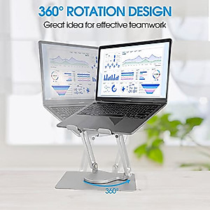 Rotatable Laptop Stand,Smvchen Newest Laptop Stand with 360°Rotating Base Ergonomic Laptop Riser for Collaborative Work Dual Rotary Shaft Fully Foldable for Easy Storage Fits for All 11-17.3" Laptops